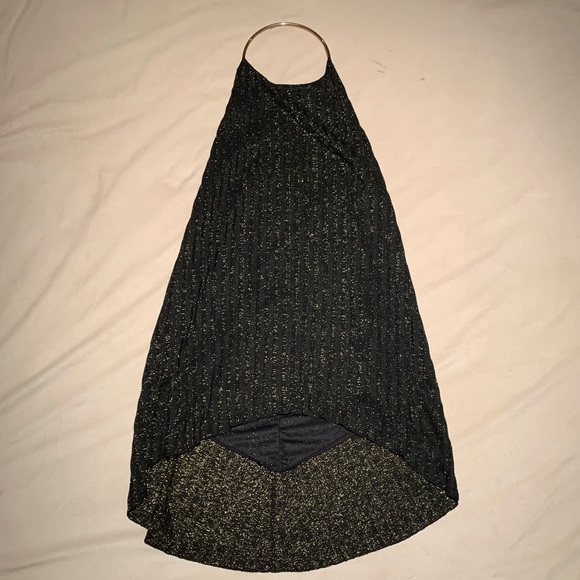 Zara | Tops | Zara Extreme Low Back Halter Neck Black And Gold Top ...